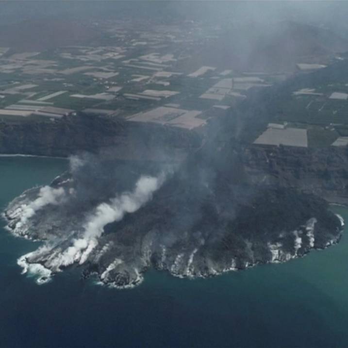 Watch: Drone footage shows La Palma volcano's destructive lava trail - CGTN